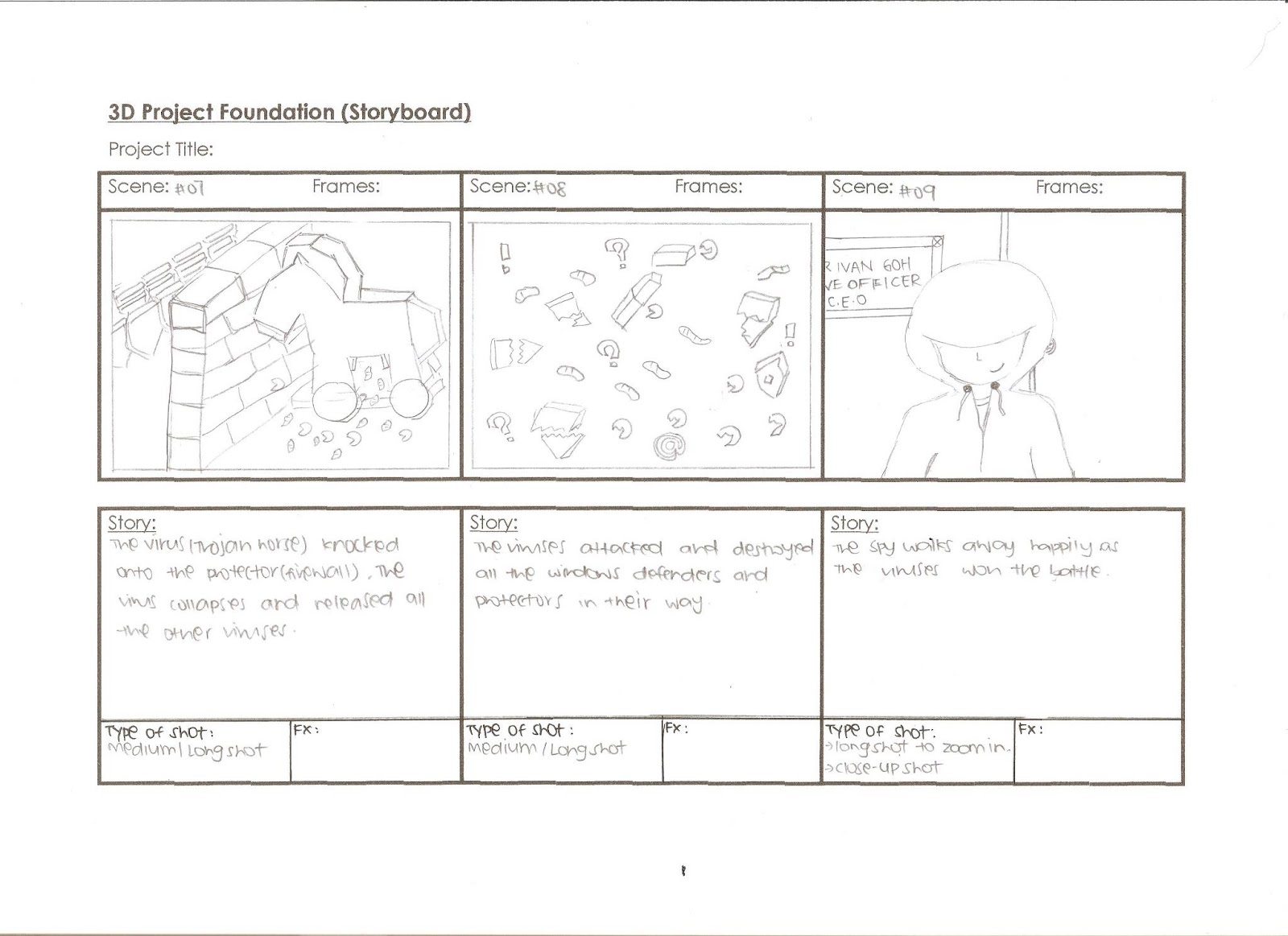 3D Production Foundation: 3DPF Project 1 - Storyboard and Storyline