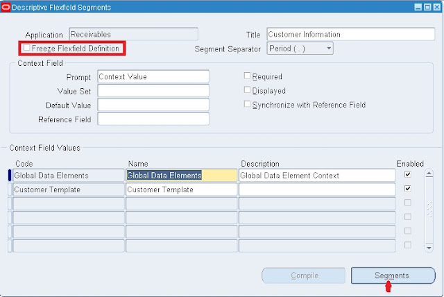 Oracle Stuff : Enable DFF on Customer form and segments
