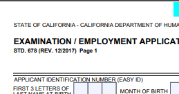 The State Of California Job Application (STD 678)