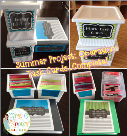 Summer Task Card Organization Mission…Complete! - Mrs. O Knows