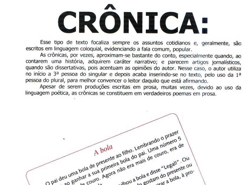 O Texto Lido é Uma Cronica Genero Que é Publicado - BRUNIV