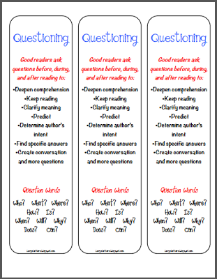 Lacy's Letters: Questioning Strategy & Bookmarks