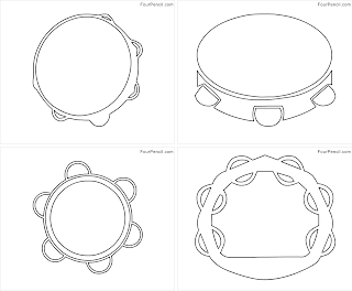 Four Coloring: Free printable Tambourine coloring pages for kids