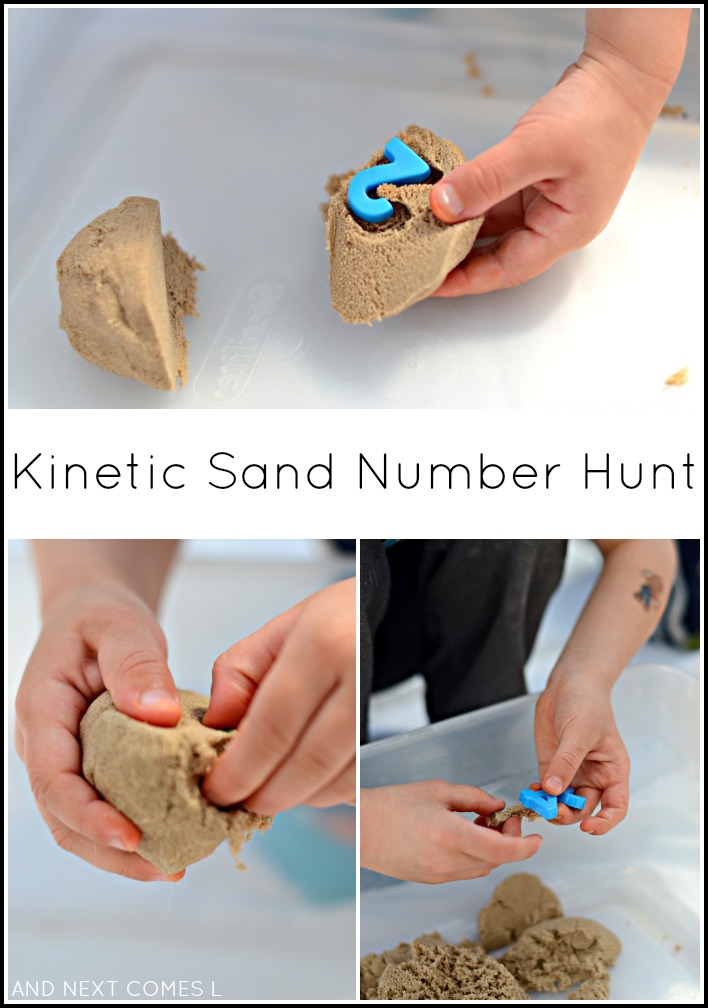 Kinetic Sand Number Hunt {Fine Motor Sensory Play} | And Next Comes L
