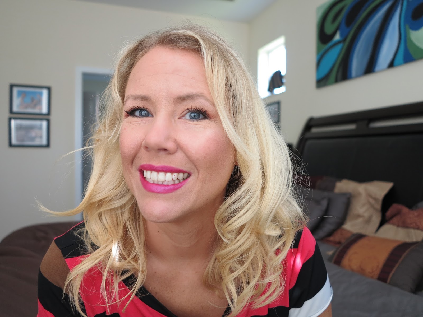 Milani Raspberry Rush lipstick Makeup look