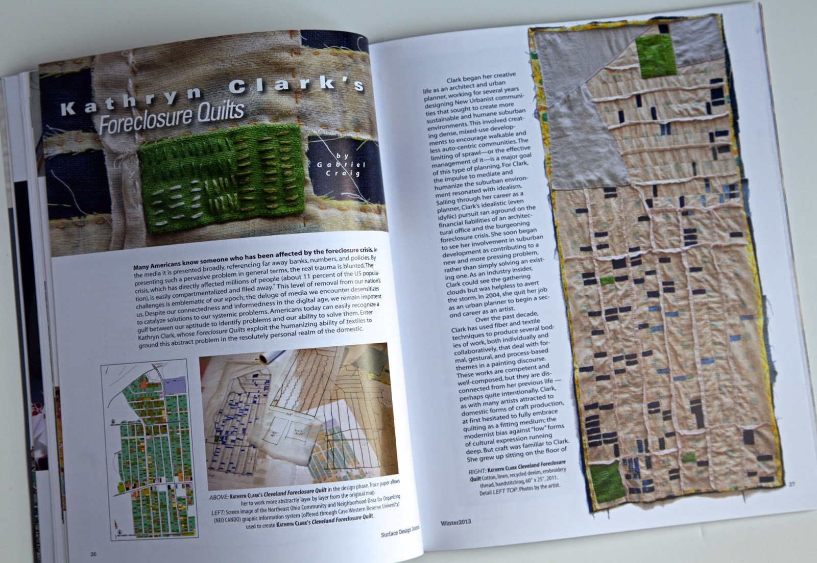 K A T H R Y N C L A R K: Foreclosure Quilts in Surface Design Journal