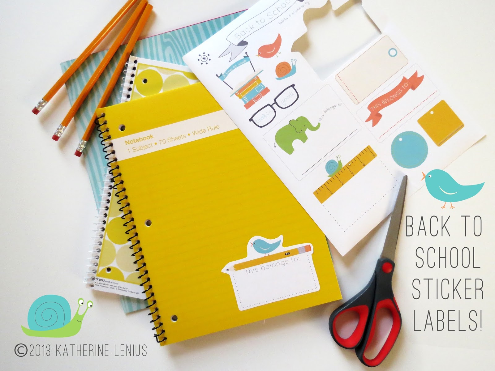 Katie's Sketchbook: Back to School printable sticker labels!