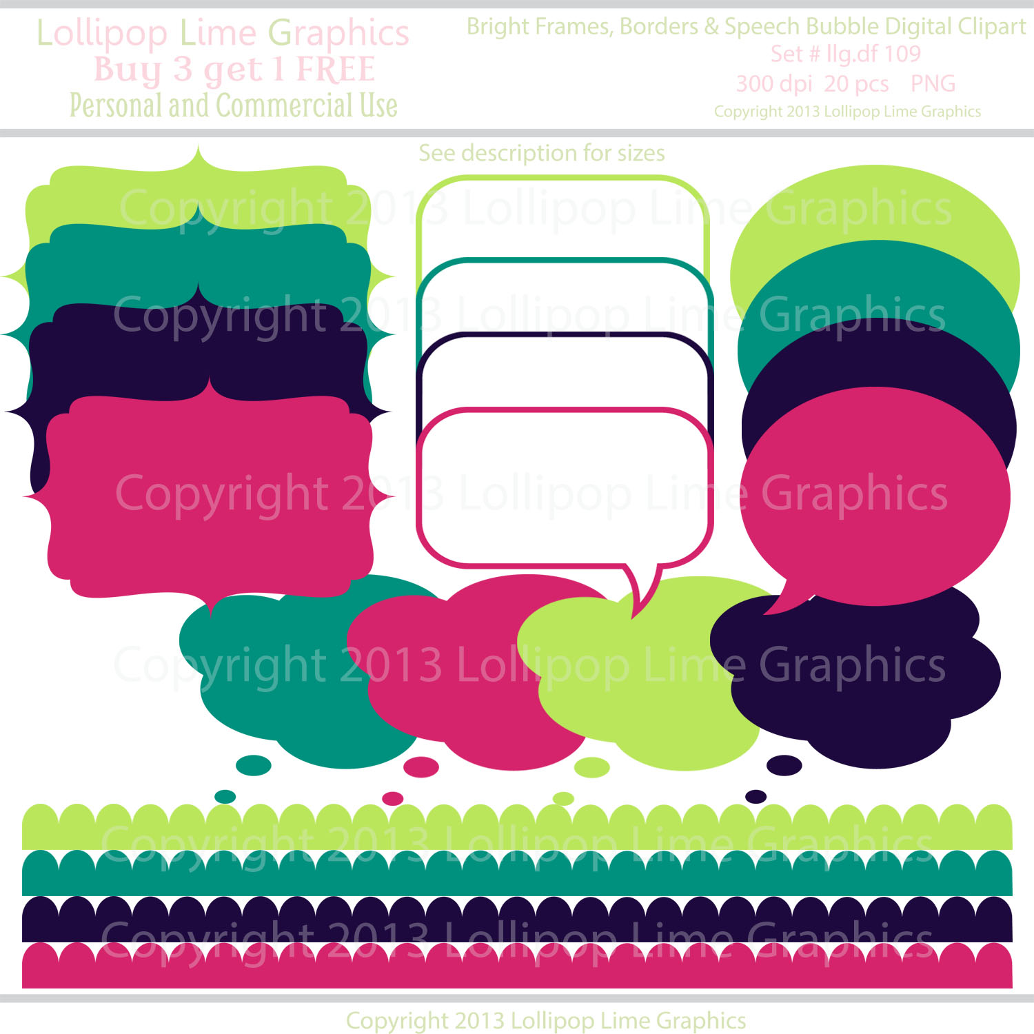 Lollipop Lime Graphics: Gift Boxes, Speech Bubbles, Frames & Borders