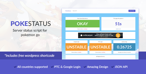 PokeStatus v2.1 – Pokemon Go Server Status – PHP Script - topnulled