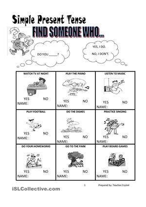 TEFL PLANET of Lessons Plans : ''Find someone Who '' a very popular and ...