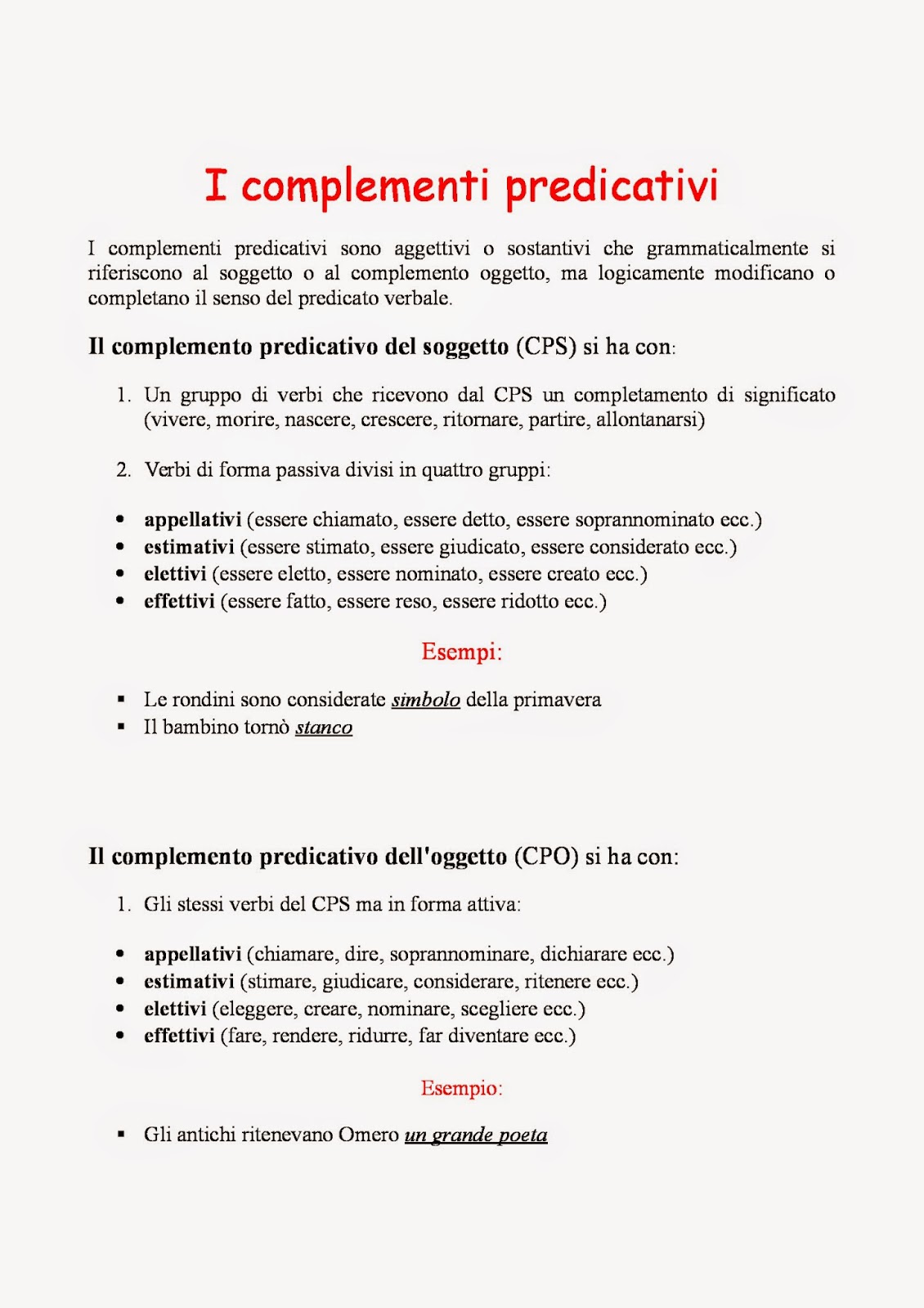 Blog didattico della seconda D: complementi predicativi
