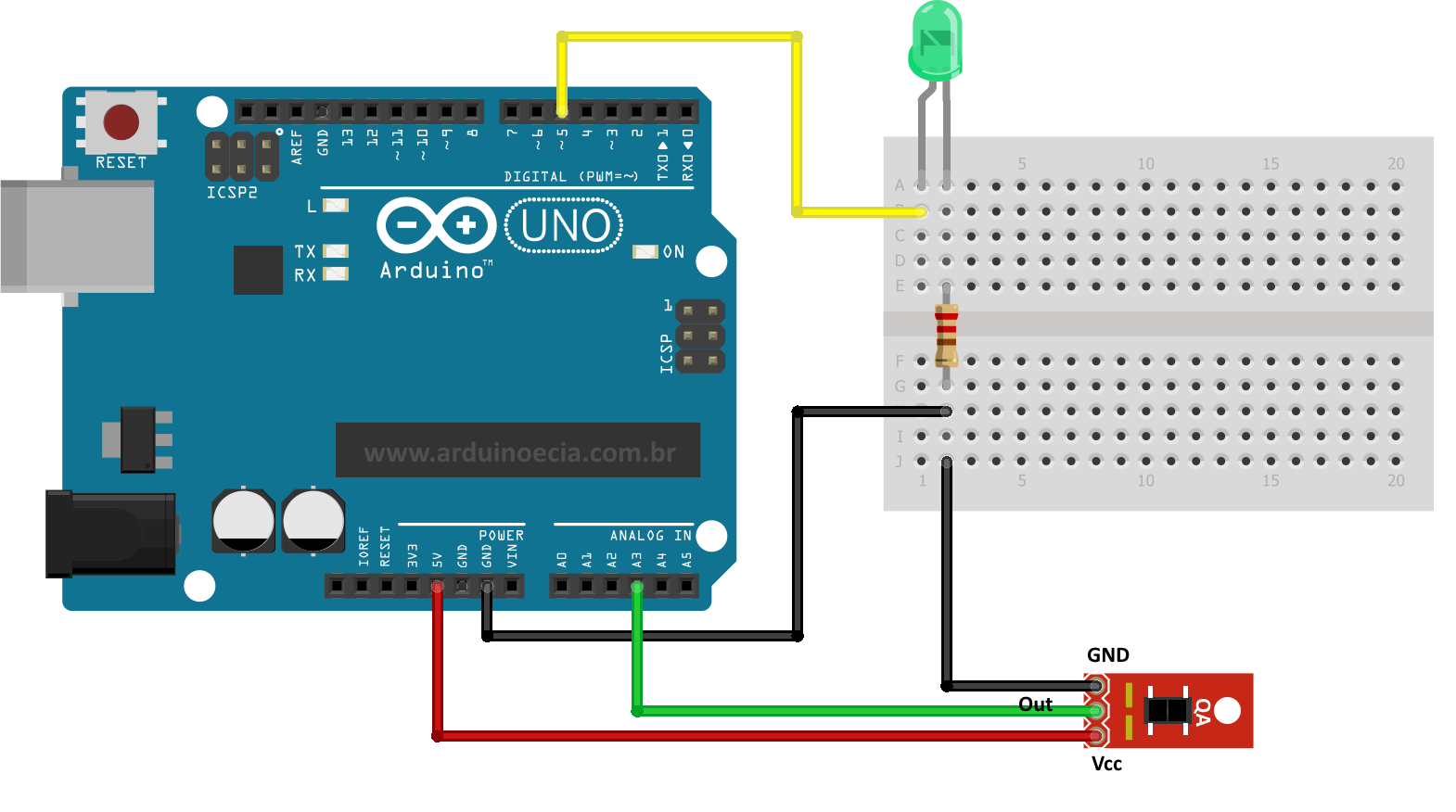 Módulo sensor de linha analógico QRE1113 Sparkfun | Arduino e Cia