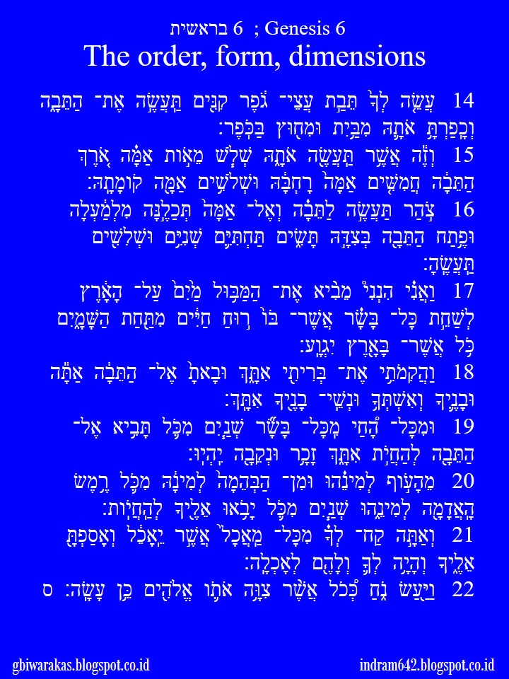 GBI WARAKAS INDAH: בראשית 6 ; Genesis 6, The wickedness of the world