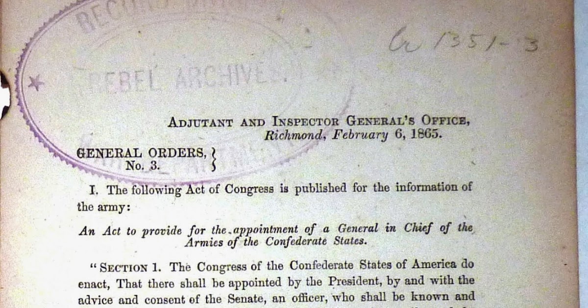 Robert E. Lee: General Order Number 3