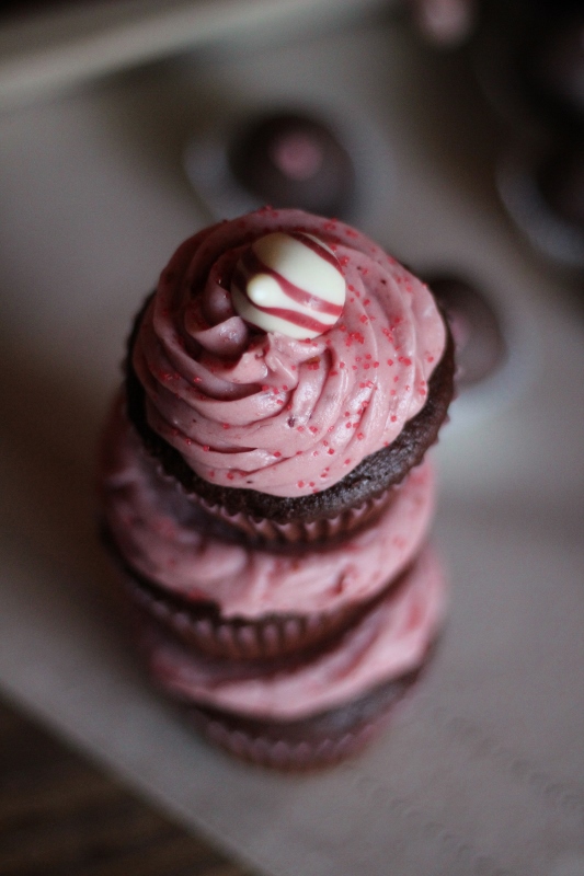 For the Love of Dessert: Chocolate Raspberry Hugs Cupcakes