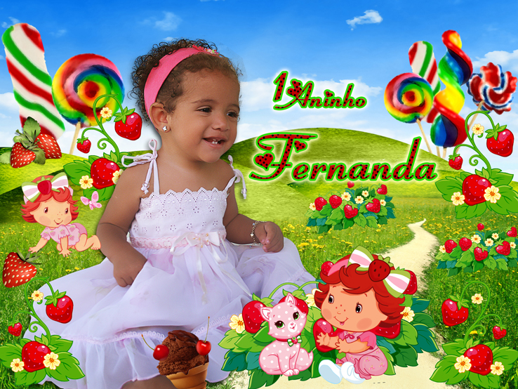 DKK Fotomontagens: Moranguinho Baby Fernanda 1 Aninho