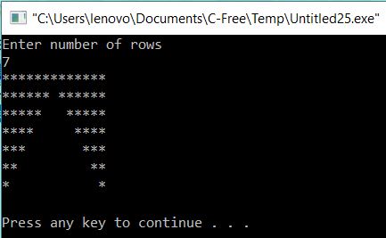 All C Programs: Program 271: Program to print Reverse 'V' Symbol Pattern