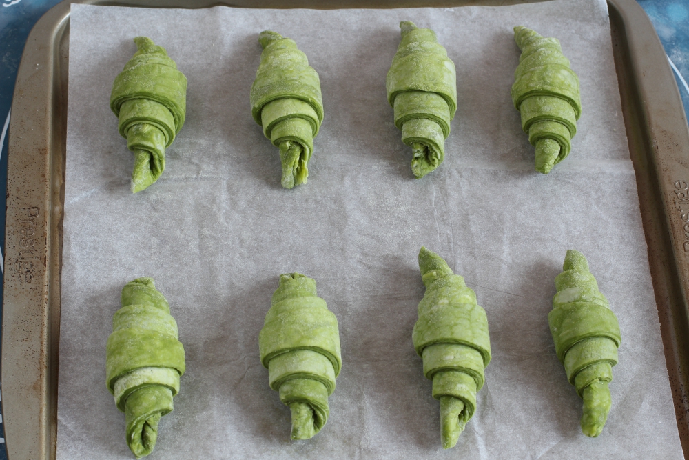 Matcha danish loaf and croissants