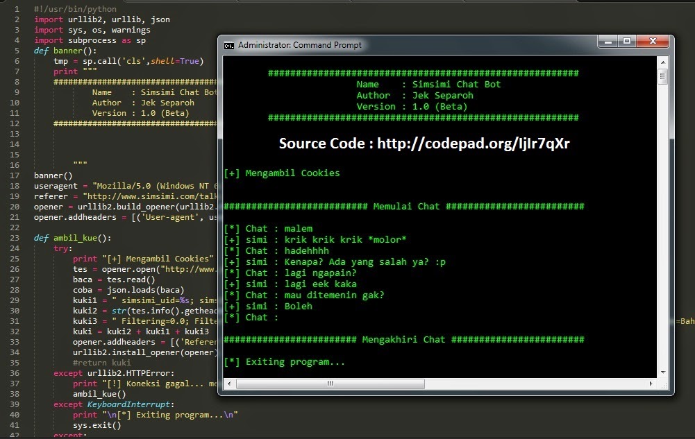[code] simsimi chat bot client python