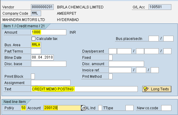 SAP - FICO MODULE LEARNING: Credit Memo Postings