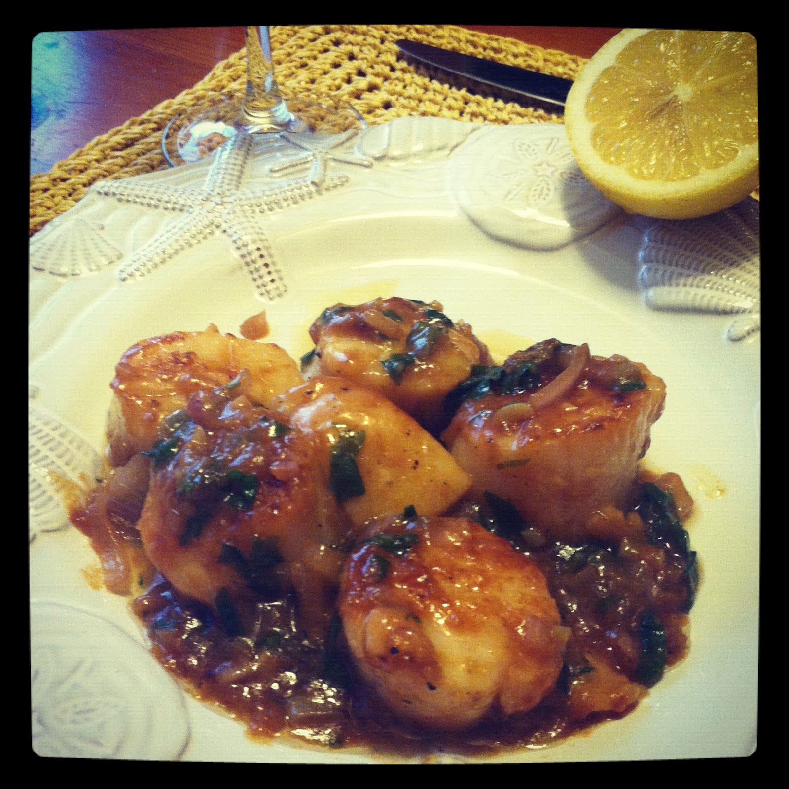 sweet and savory: Scallops Provencal