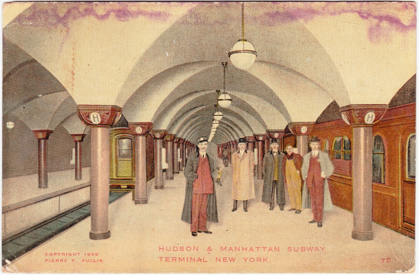 Papergreat: Water-stained work of art: Hudson & Manhattan Subway Terminal