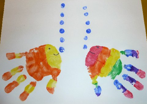 Bobo Gallery: Ocean Theme: Easy Handprint Fish
