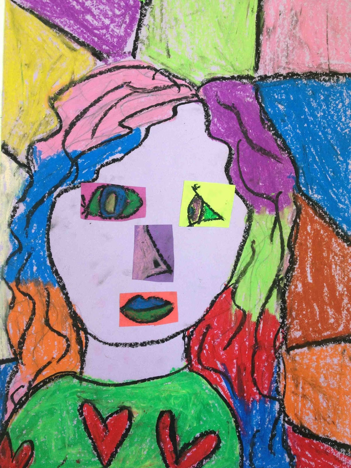 Art at Hosmer: Abstract Cubist Self Portraits, Inspired by Picasso