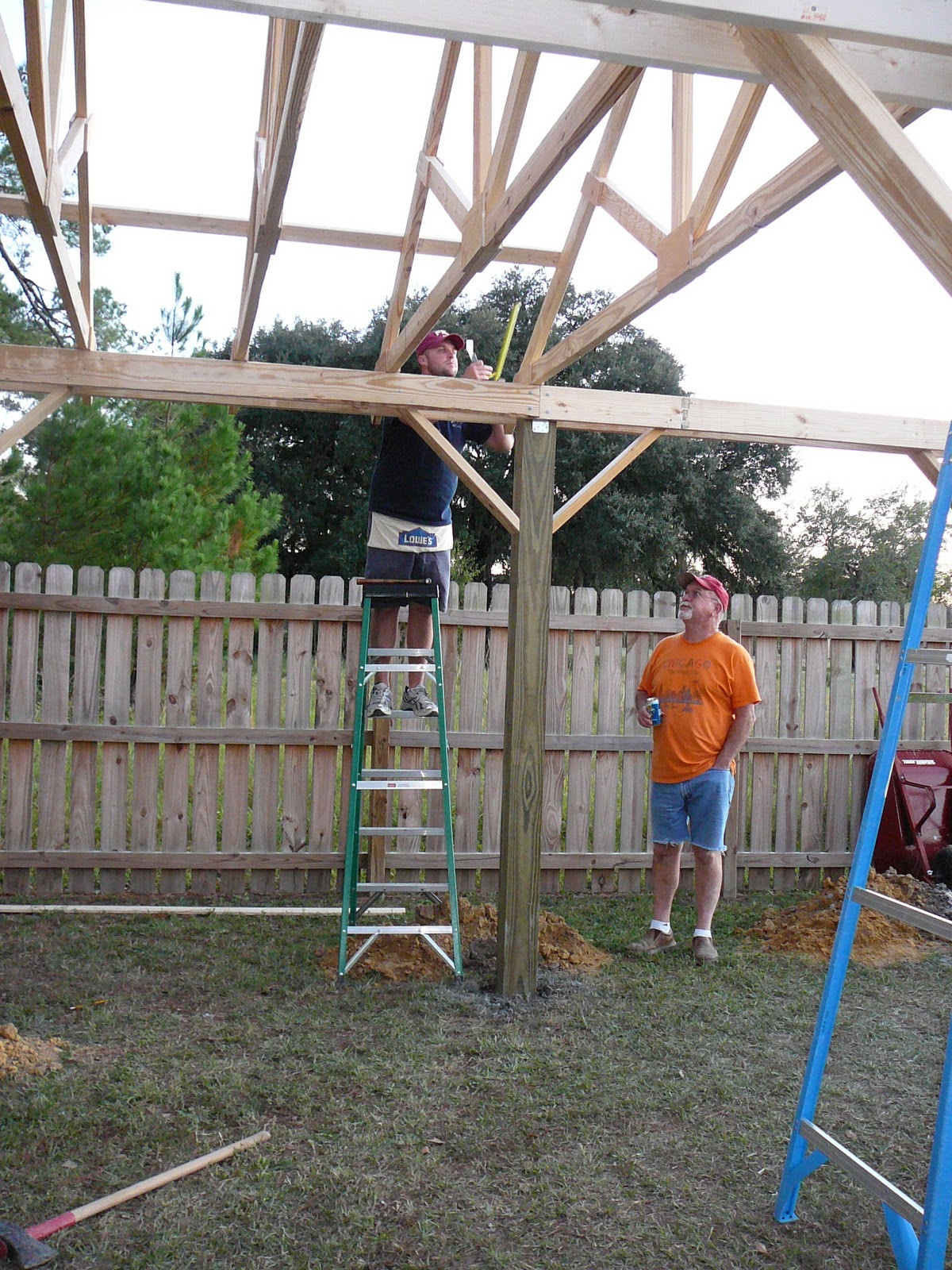 Shelton Projects: Pole Barn Day 5- Braces & Trusses