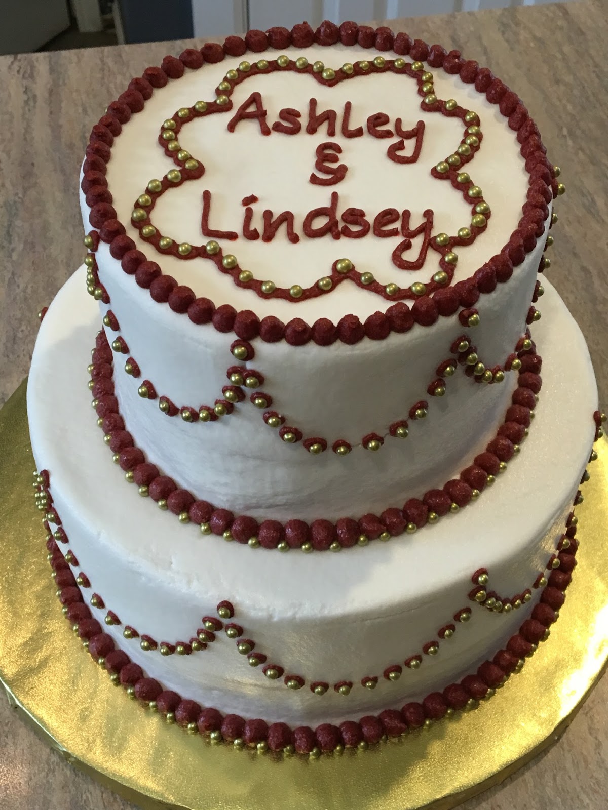 A Counselor's Confections: Maroon and Gold Wedding Shower Cake