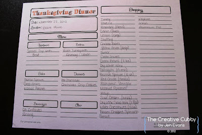 The Creative Cubby: Thanksgiving Menu Planning Printables