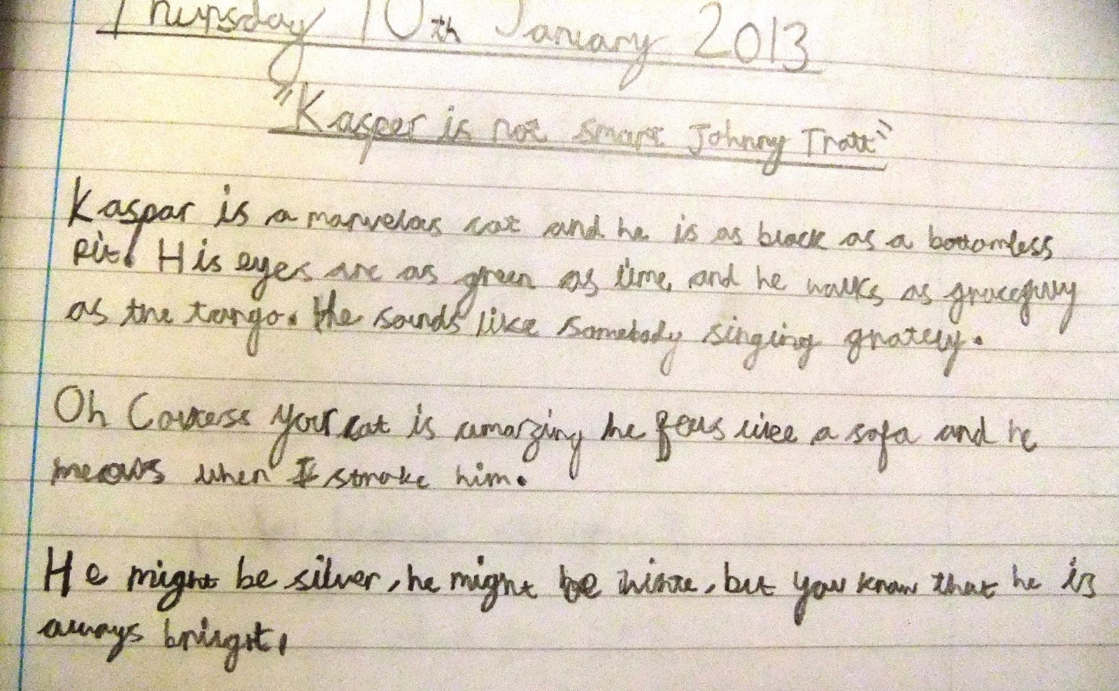 St. Clare's Class Blog: "Kaspar is not smart, Johnny Trott."