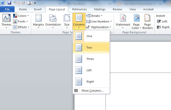 How to Insert Two or More Columns in a Microsoft Word Document - Tips ...