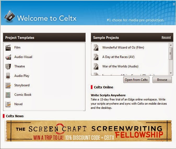 Celtx for Novels and Short Stories