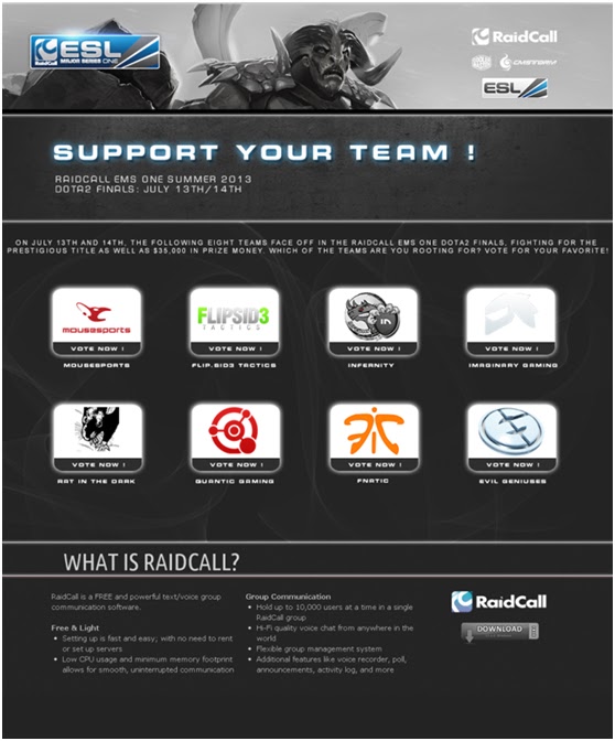 Official RaidCall Blog - Let's RaidCall: RaidCall Holds EMS One Dota 2 Finals Summer Voting ...