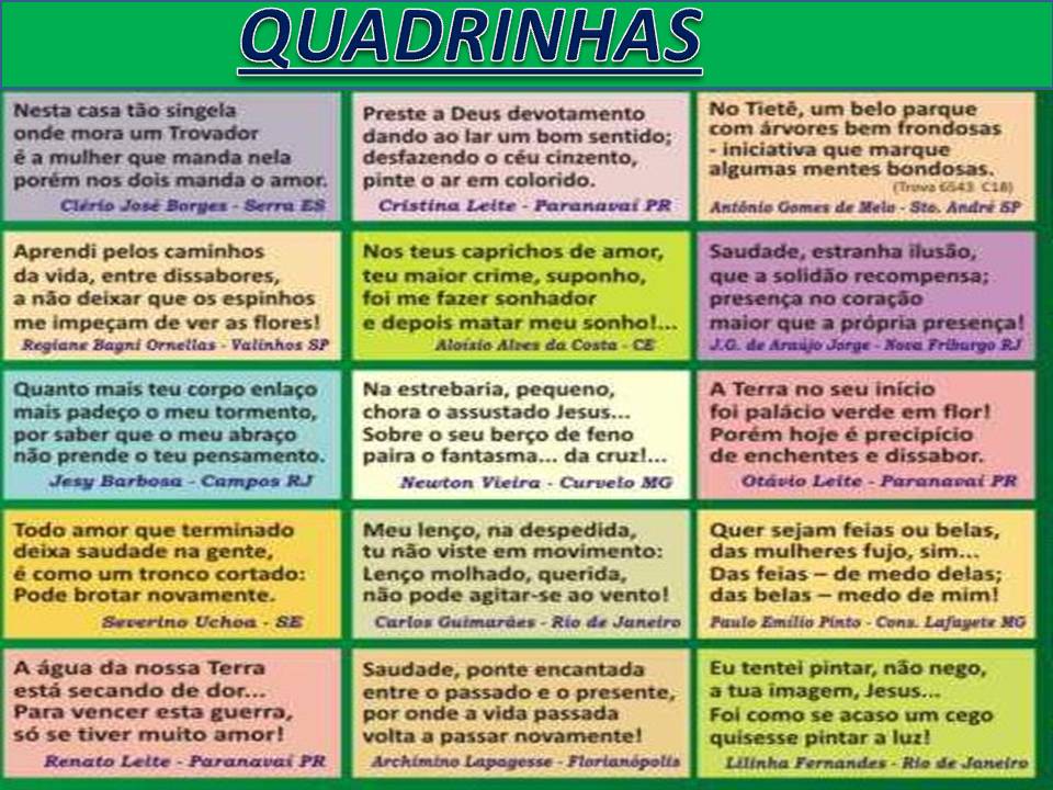 BLOG DA PROFESSORA FLOR: Quadrinhas - Trovas