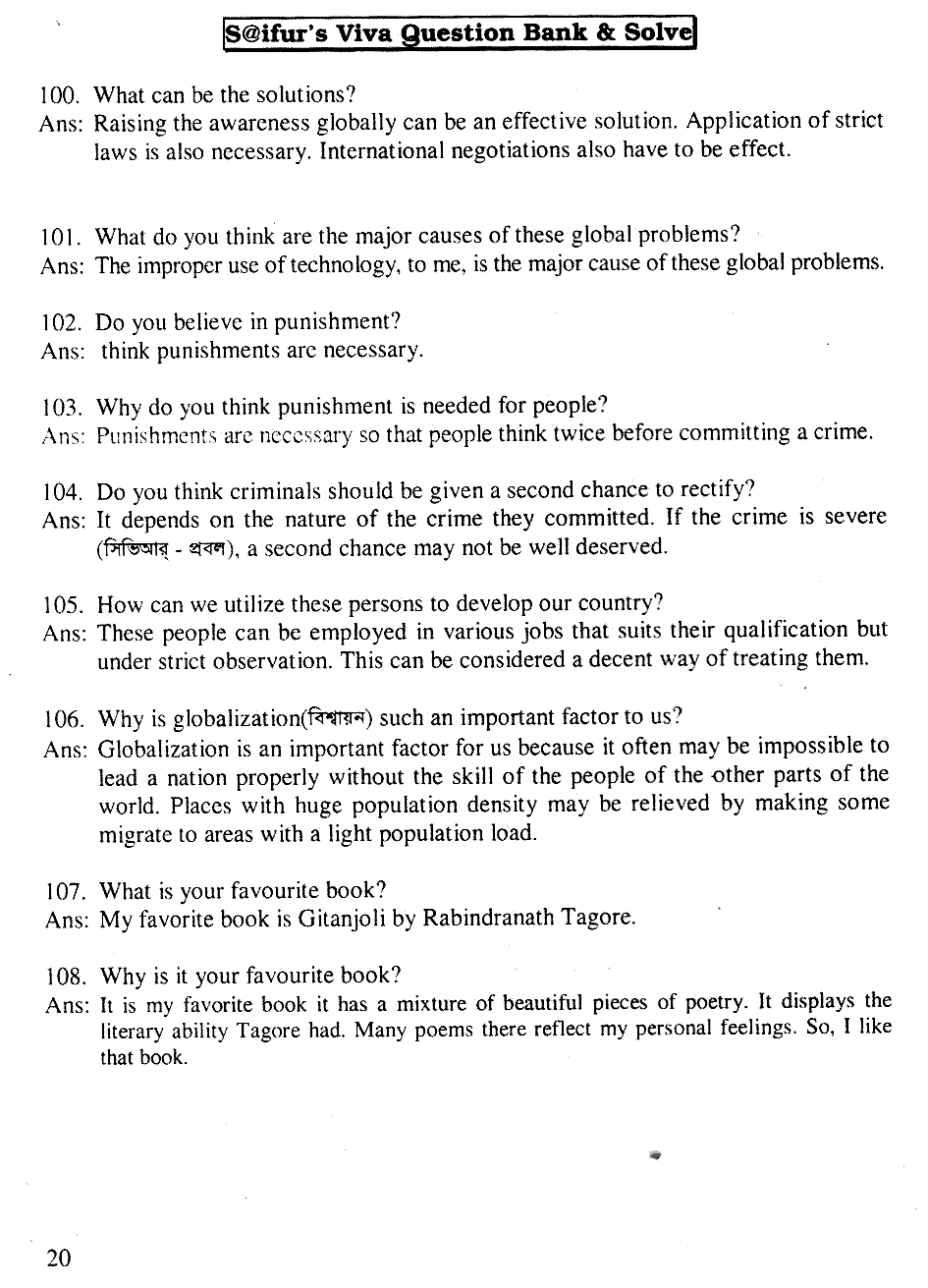 S@ifur’s VIVA Question Bank page 01 - 25 - Job Solution, Job Examination