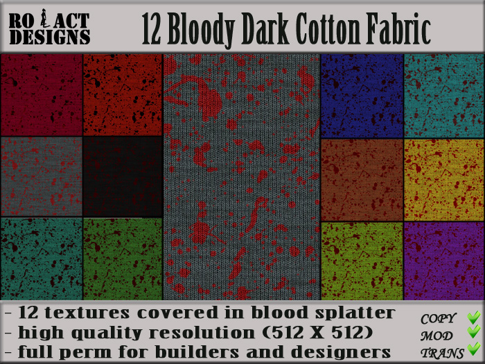 Ro!Act Designs: Ro!Act Designs 12 Bloody Dark Cotton Fabrics
