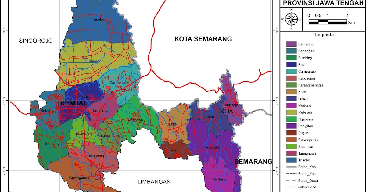 Peta Administrasi Kecamatan Boja, Kabupaten Kendal ~ NeededThing