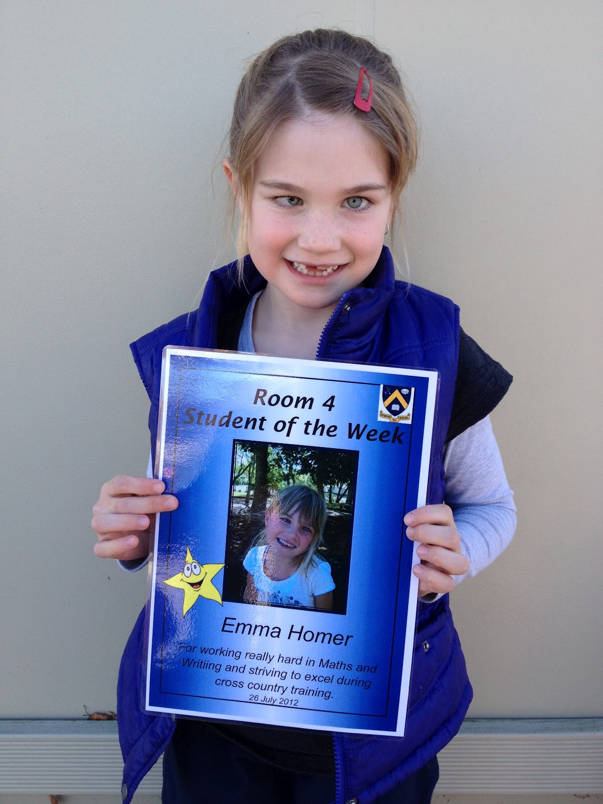 Room 4 Lawrence Area School: Student of the week - Emma