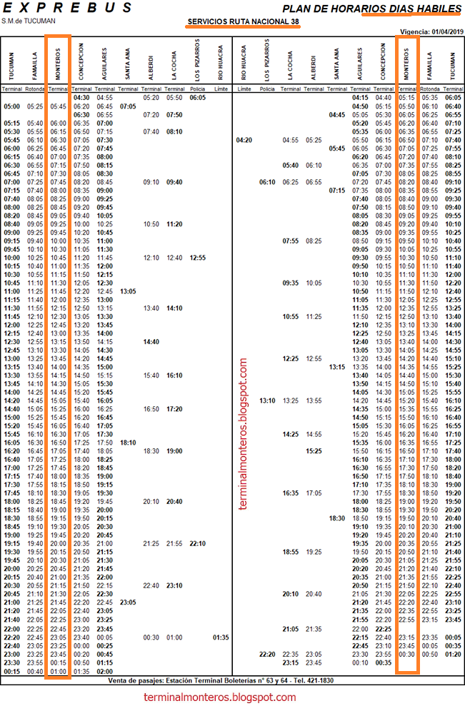 Nuevos Horarios De La Empresa Exprebus