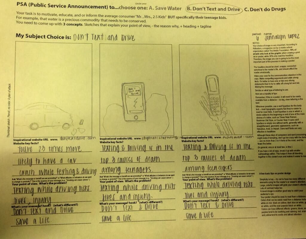 Graphics: Don't Text and Drive PSA Poster