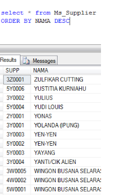Fungsi ASC dan DESC (Ascending dan Descanding) pada SQL - Dewi Novianti