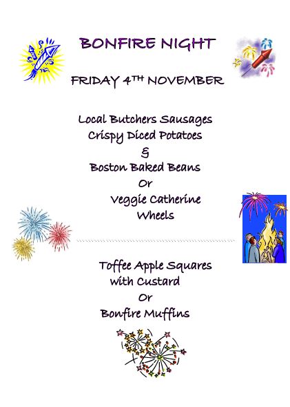 Bonfire Night Menu