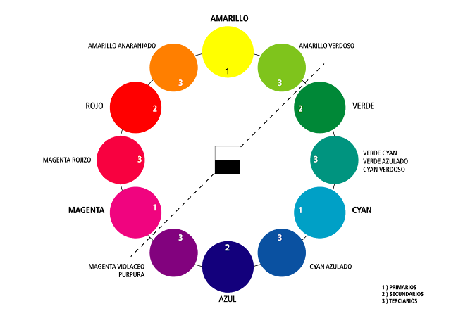 circulo cromático / escala de grises