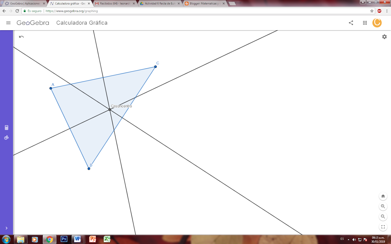 Recta de Euler en GeoGebra