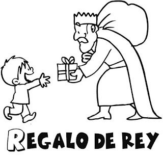 Rey entregando regalo a niño - COLOREA TUS DIBUJOS