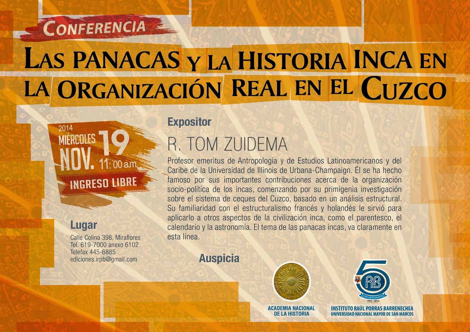 Instituto Raúl Porras Barrenechea: Conferencia “Las panacas y la ...