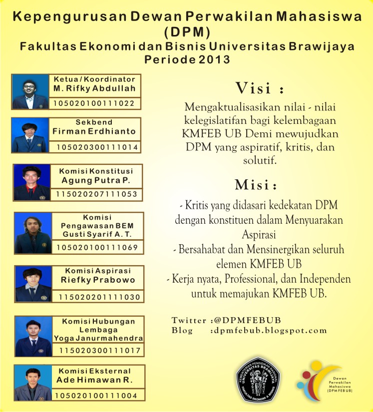 Kepengurusan DPM FEB UB Periode 2013 - DPM FEB UB 2013