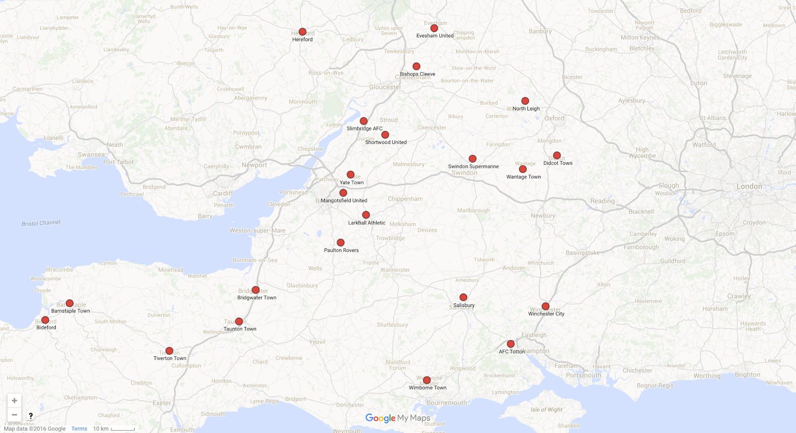Bulls News: Updated Map Of Southern League South And West Clubs